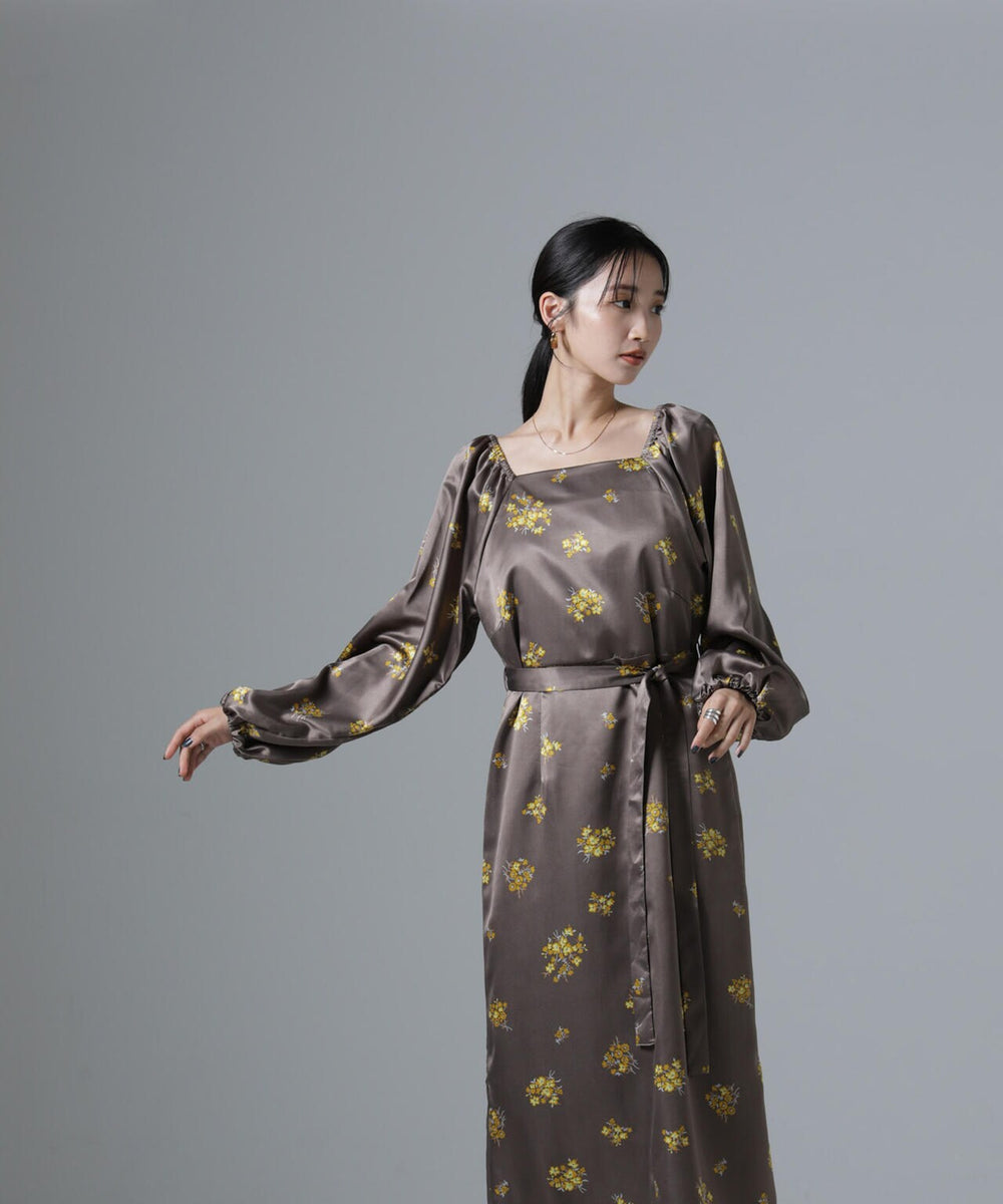 オフショル 2WAY フラワー プリント ワンピース