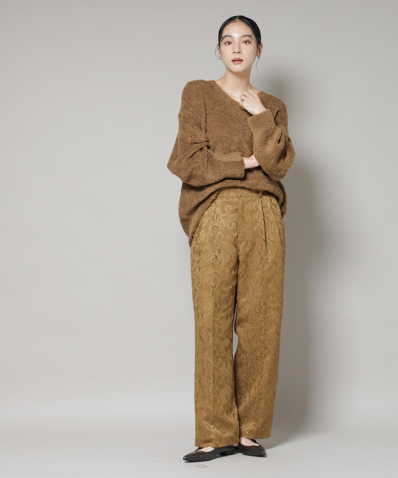 ウール フェザー Vネック ニット プルオーバー