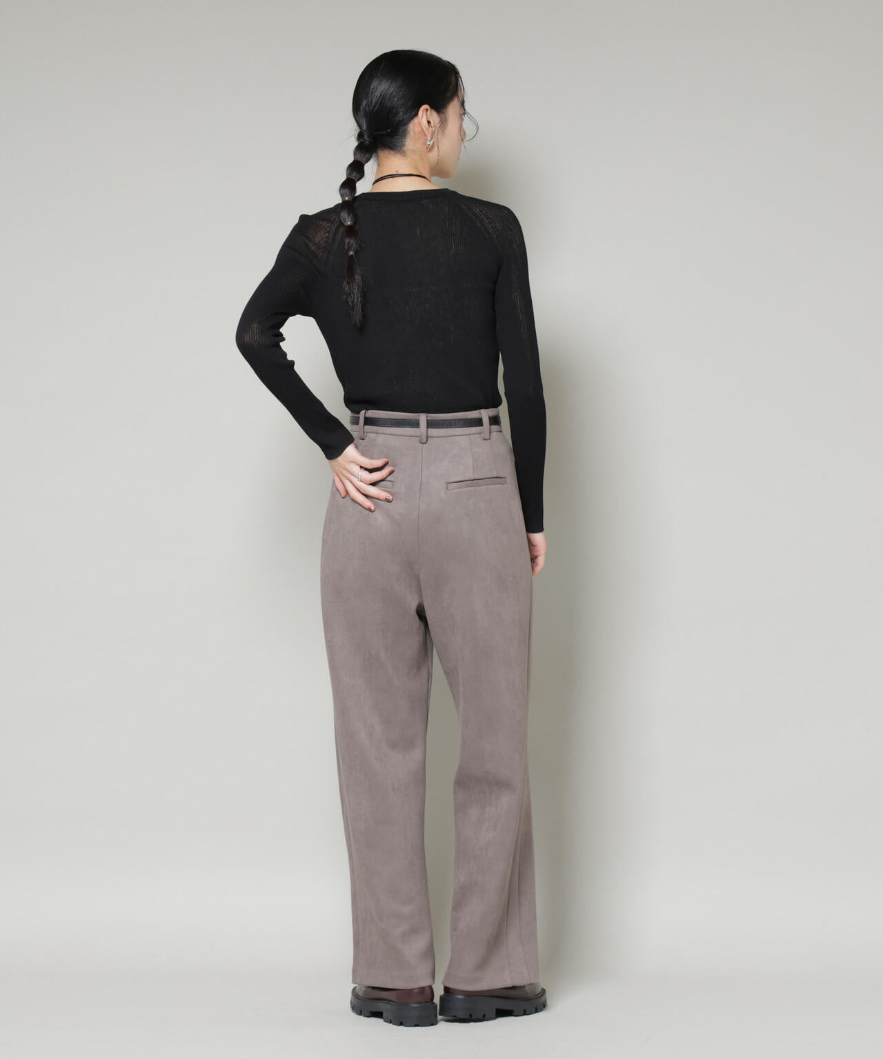 フェイクスエード タックパンツ