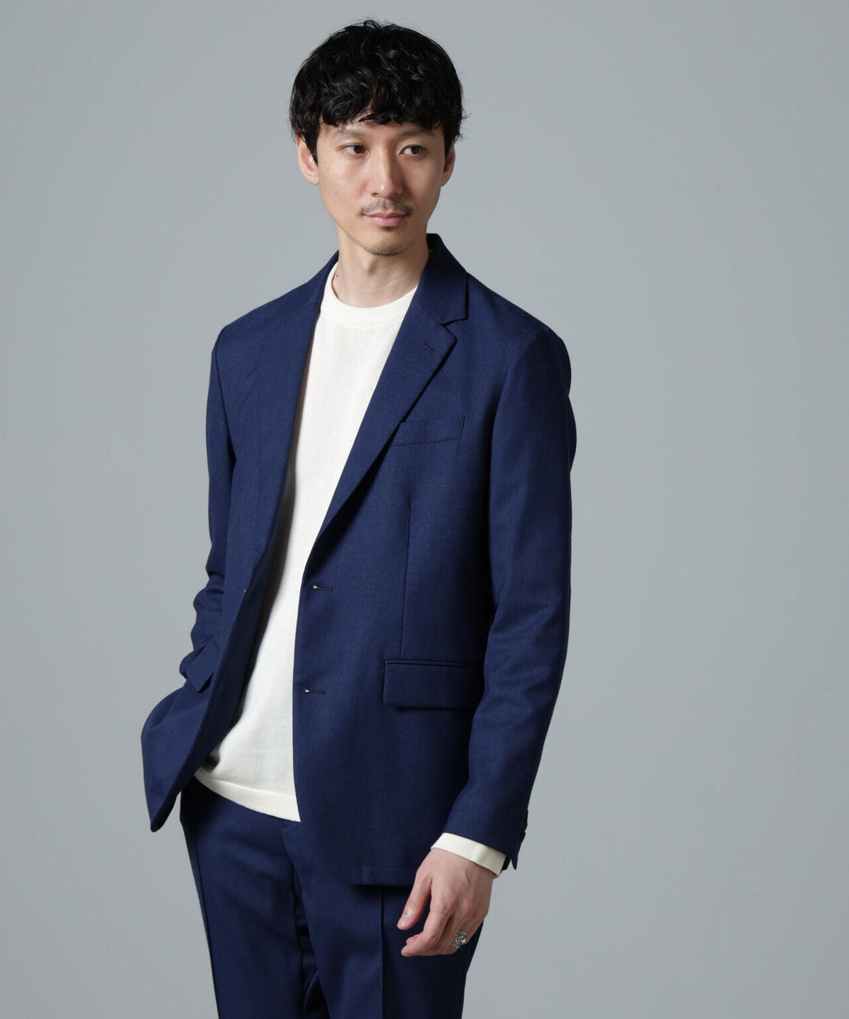 「N JACKET PREMIUM」 RENU(R) ウール混 洗える サキソニー ジャケット (セットアップ可)